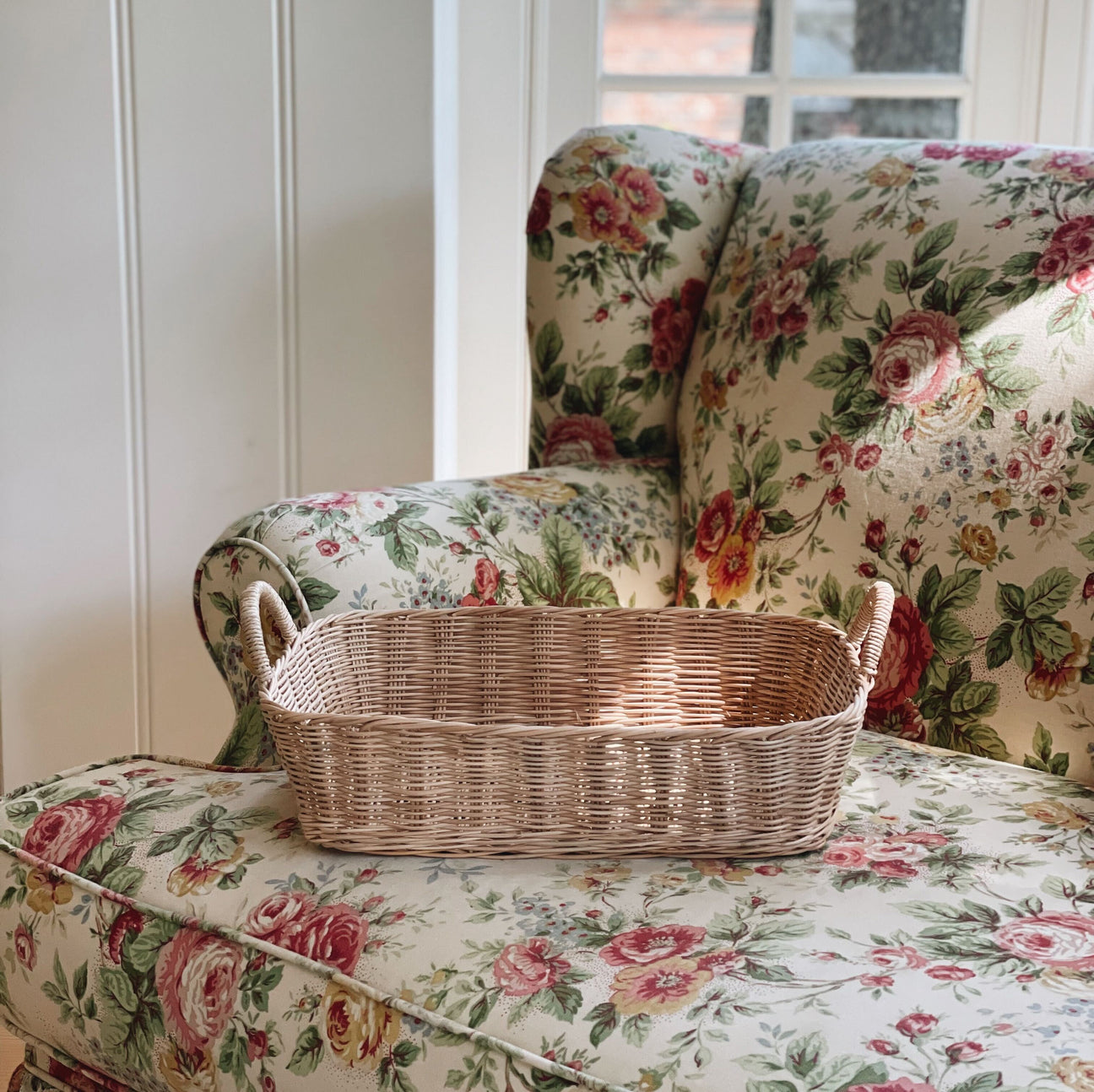 Light Colored Woven Oval Basket with Handles – Homesong Market