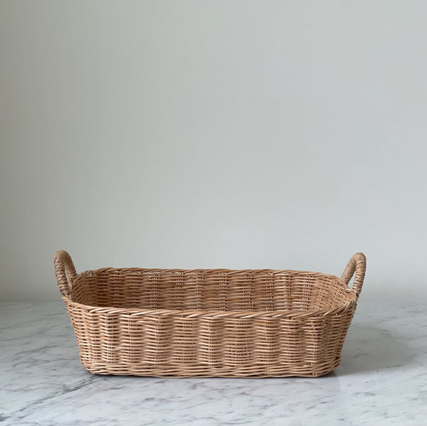 Light Colored Woven Oval Basket with Handles – Homesong Market